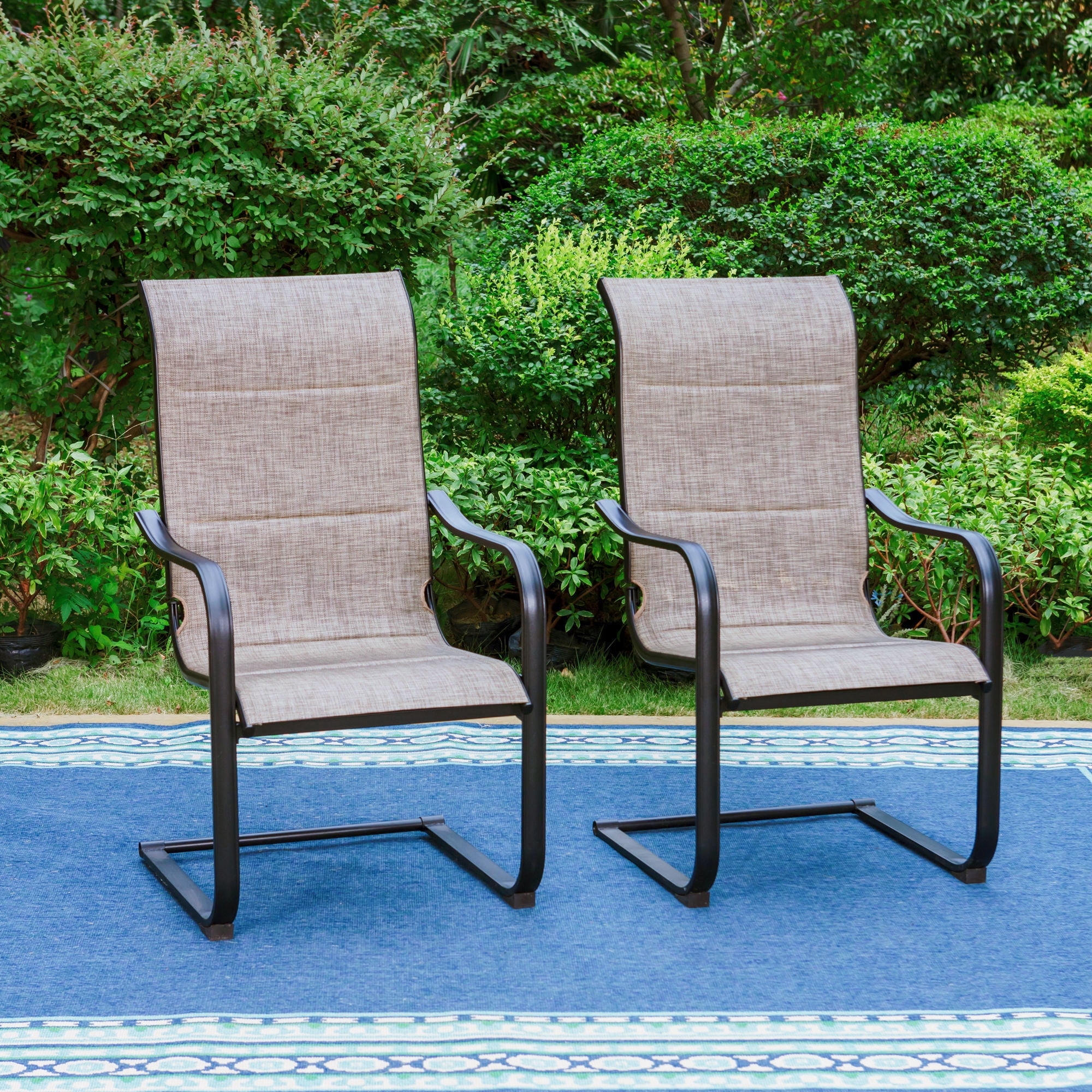 MF Studio 2PCS C Spring Outdoor Dining Chairs with Padded Seat and Back ...