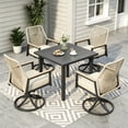 MF Studio 5-Piece Outdoor Patio Dining Set, 4 Swivel Rattan Rope-Woven ...