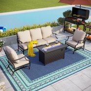 NICESOUL Outdoor Patio Furniture Set with Propane Gas Fire Pit Table ...