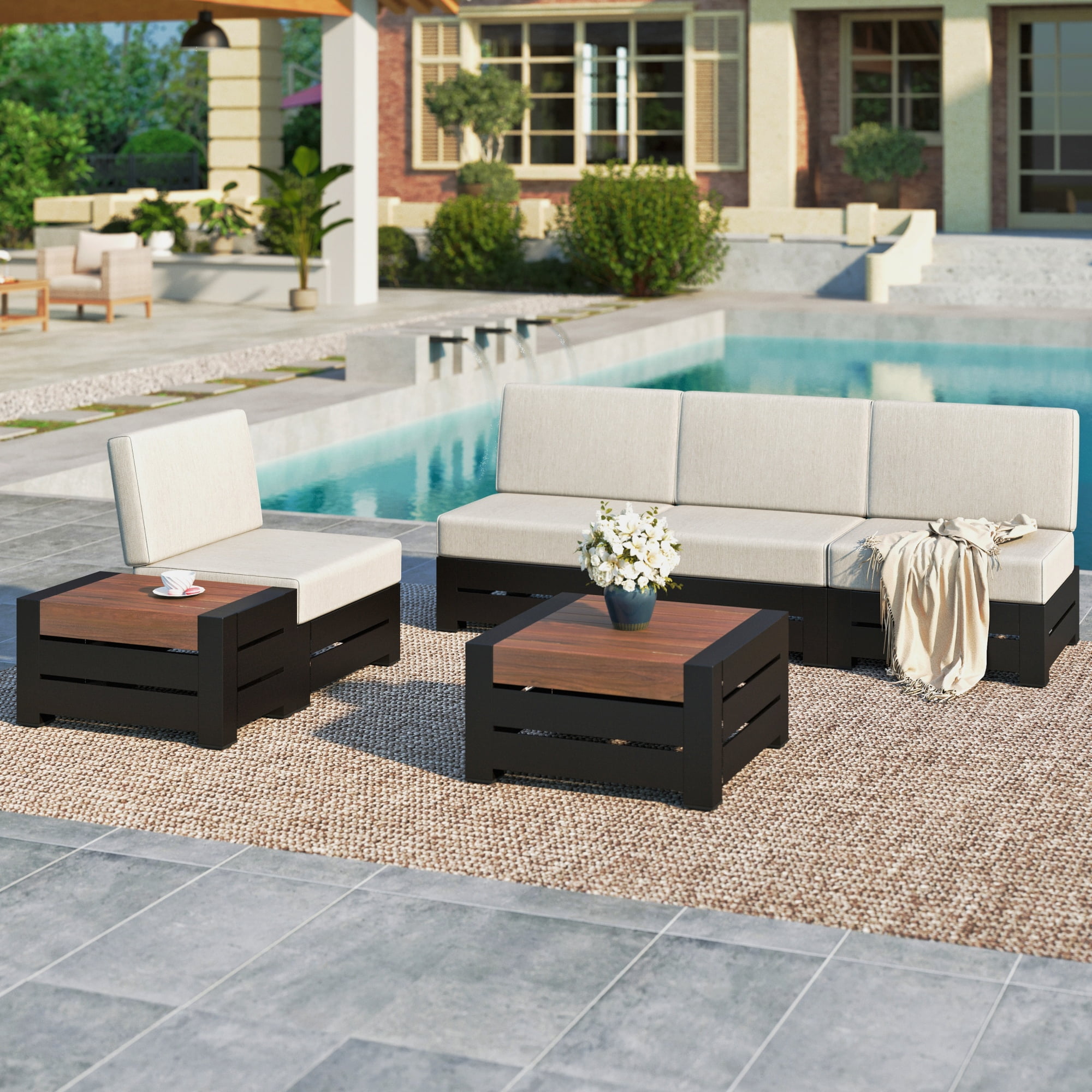 MF Studio 6-Piece Patio Conversation Set, Outdoor Sectional Sofa ...