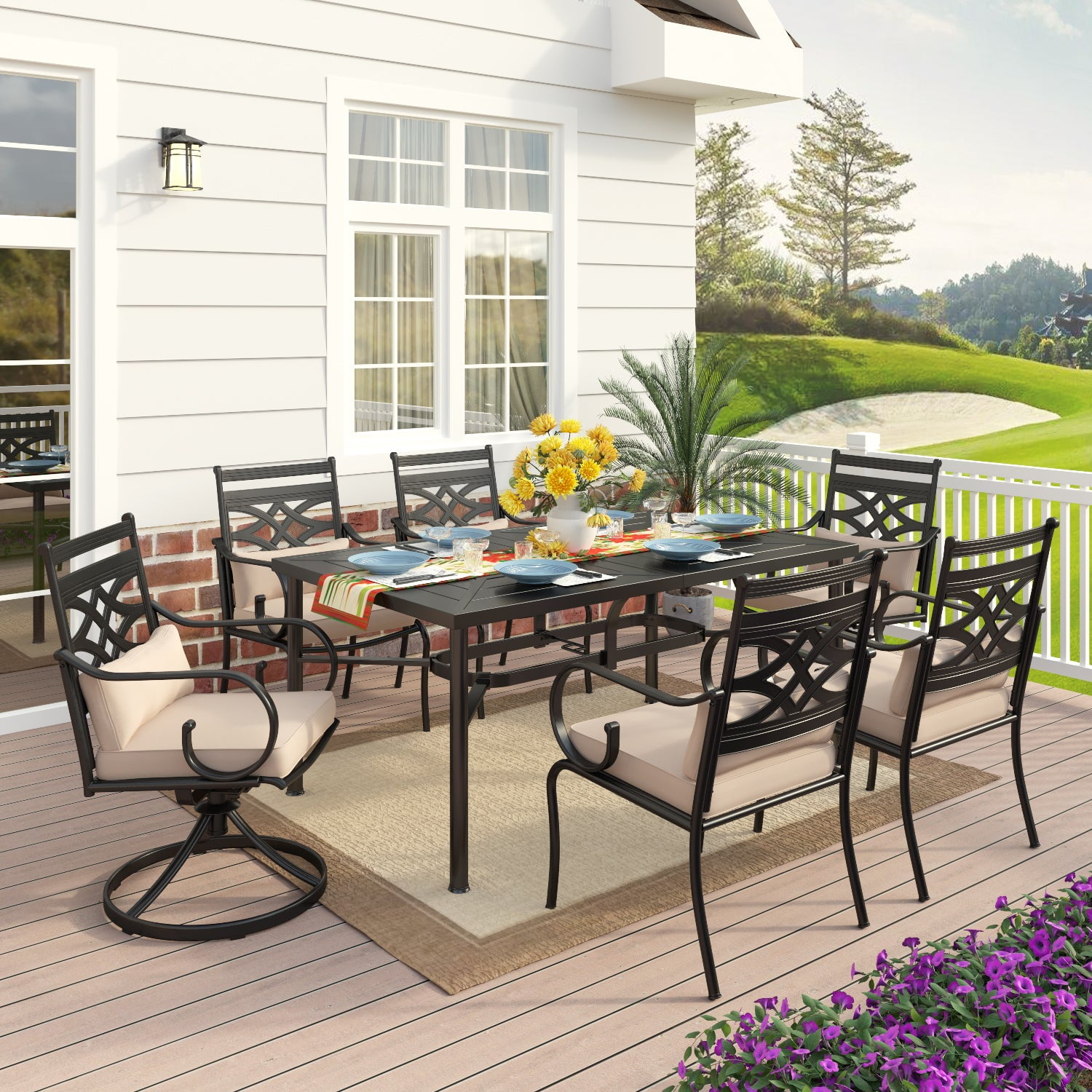 MF Studio 7-Pieces Outdoor Patio Dining Set, 4-Pieces Ding Chairs, 2 ... MF Studio 7-Pieces Outdoor Patio Dining Set, 4-Pieces Ding Chairs, 2 ...
