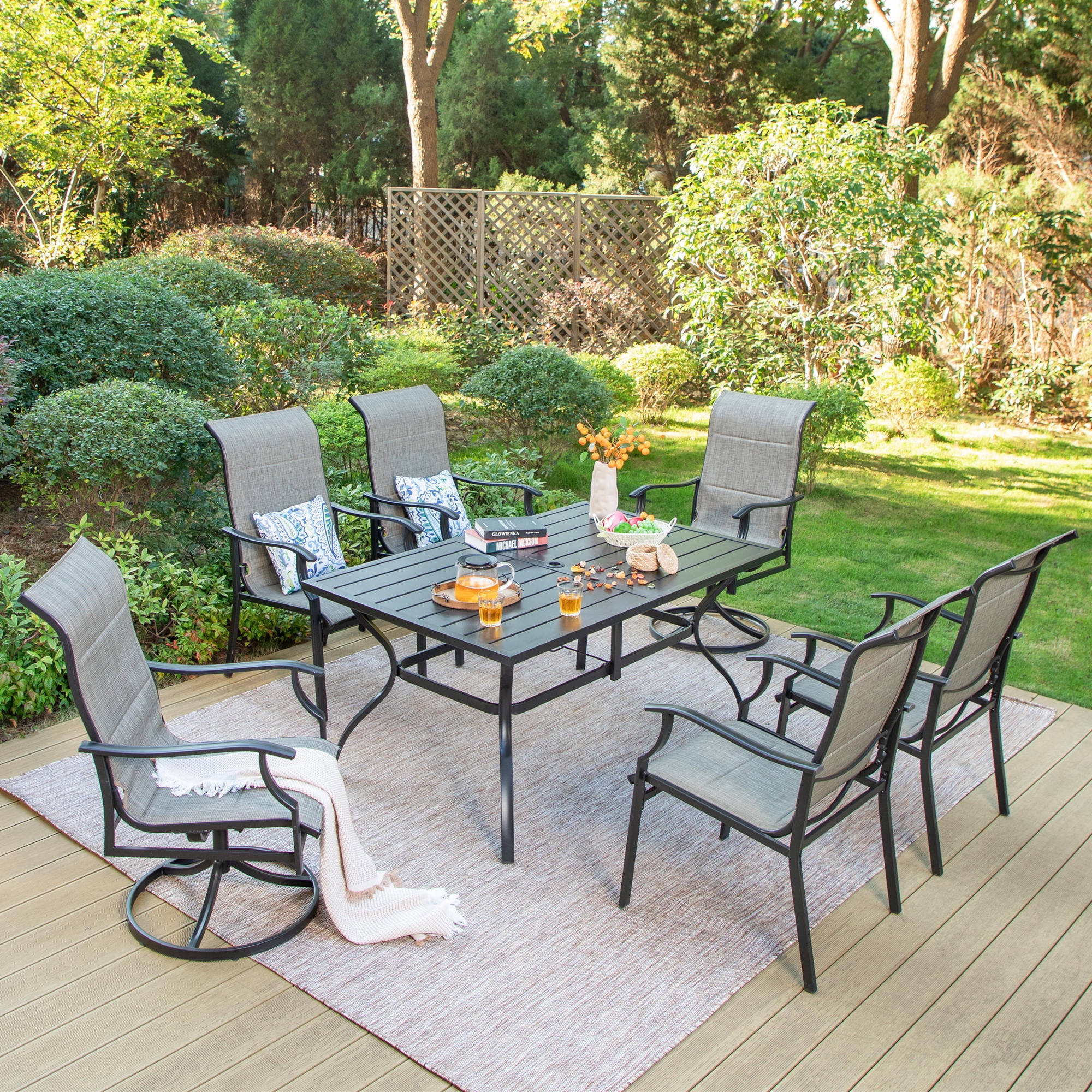 MF Studio 7 Pieces Outdoor Patio Dinning Set with 6 Pieces Textilene ... MF Studio 7 Pieces Outdoor Patio Dinning Set with 6 Pieces Textilene ...
