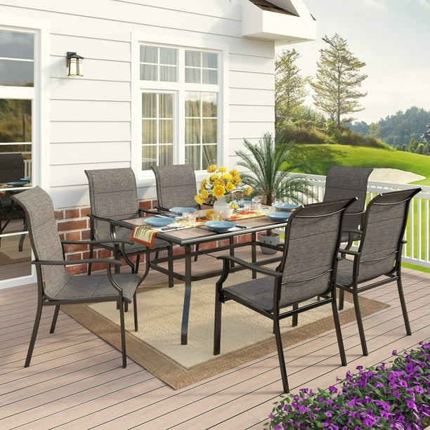 MF Studio 7 Pieces Outdoor Patio Dinning Set with 6 Pieces textilen ... MF Studio 7 Pieces Outdoor Patio Dinning Set with 6 Pieces textilen ...