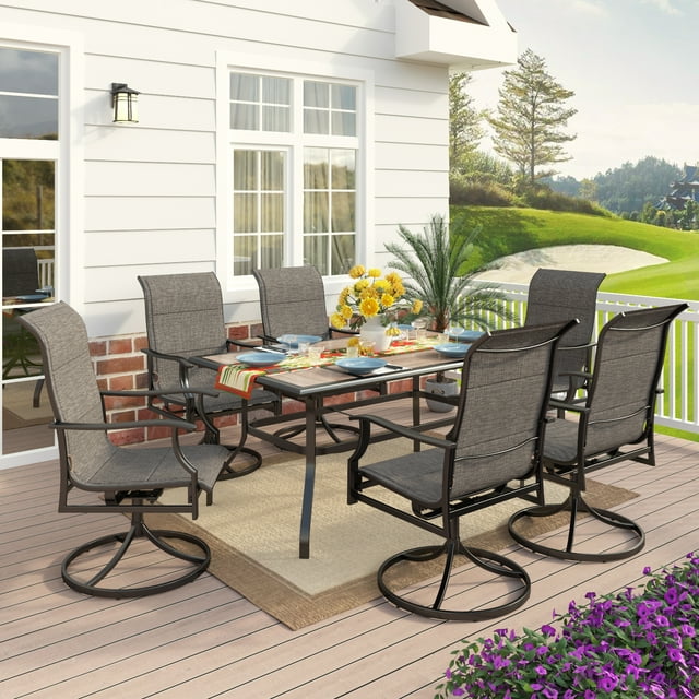 MF Studio 7-Pieces Patio Dining Set Outdoor Metal Furniture with 6 ... MF Studio 7-Pieces Patio Dining Set Outdoor Metal Furniture with 6 ...