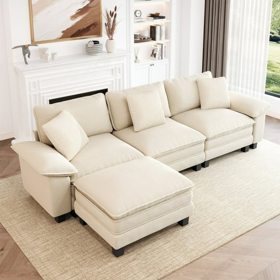 MF Studio L-Shaped Sectional Sofa, 124" Oversized Cloud Couch with ...