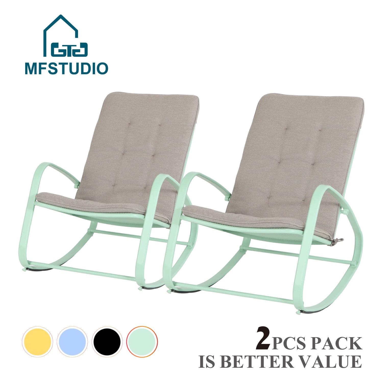 MF Studio Outdoor Indoor 2pcs Spring Rocking Chairs with Cushion for ...