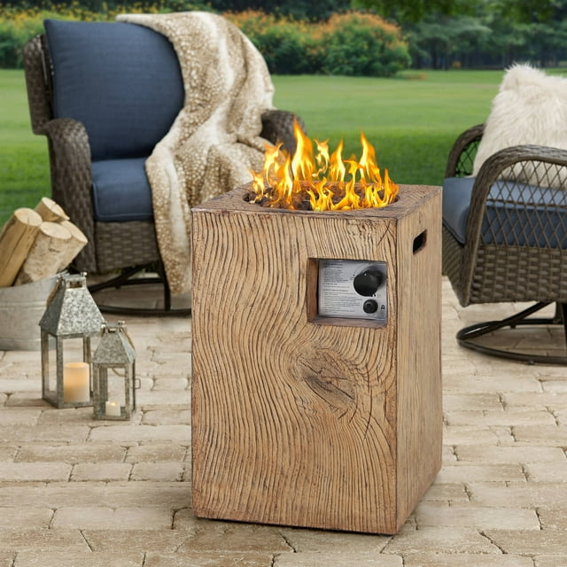 MF Studio Outdoor Patio Propane Gas Fire Pit with Wood Texture & CSA ...