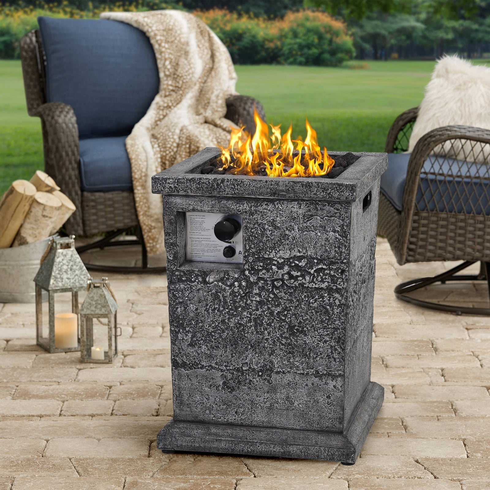 MF Studio Patio Propane Gas Fire Pit Column with Industrial Texture&CSA ...