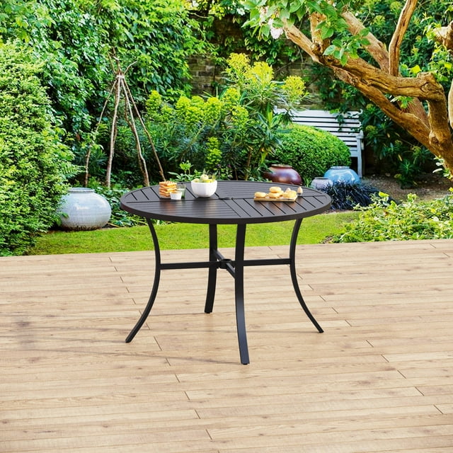 MF Studio Round Patio Dining Table Metal Table with Umbrella Hole, 28 ... MF Studio Round Patio Dining Table Metal Table with Umbrella Hole, 28 ...