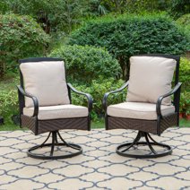 Edson Outdoor Wicker Dining Chairs with Cushion, Set of 2, Light Brown ...