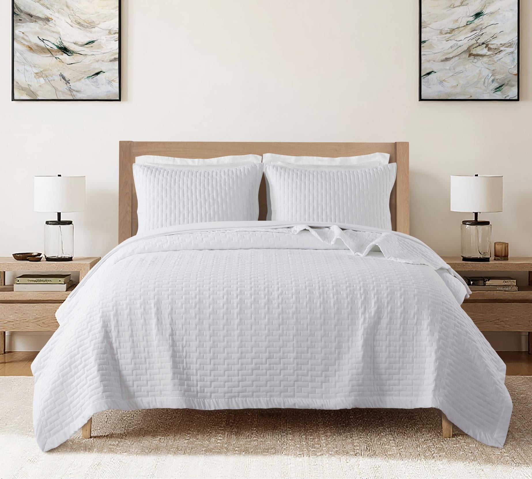 JANEEN HOME SUPER SOFT BOX STITCH KING QUILT BEDDING 3PC SET - Walmart.com