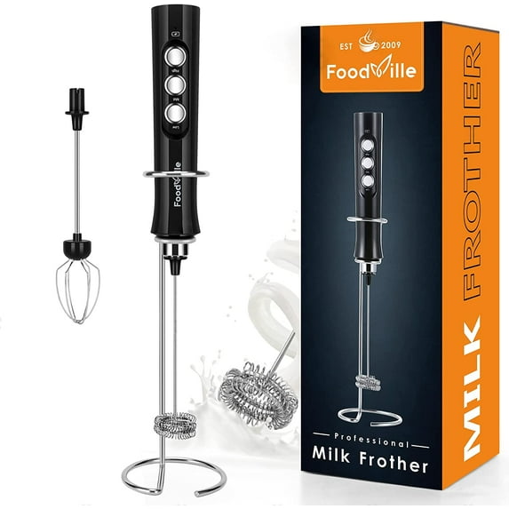 MF02 Rechargeable Milk Frother Handheld Foam Maker with Stainless Whisk ...