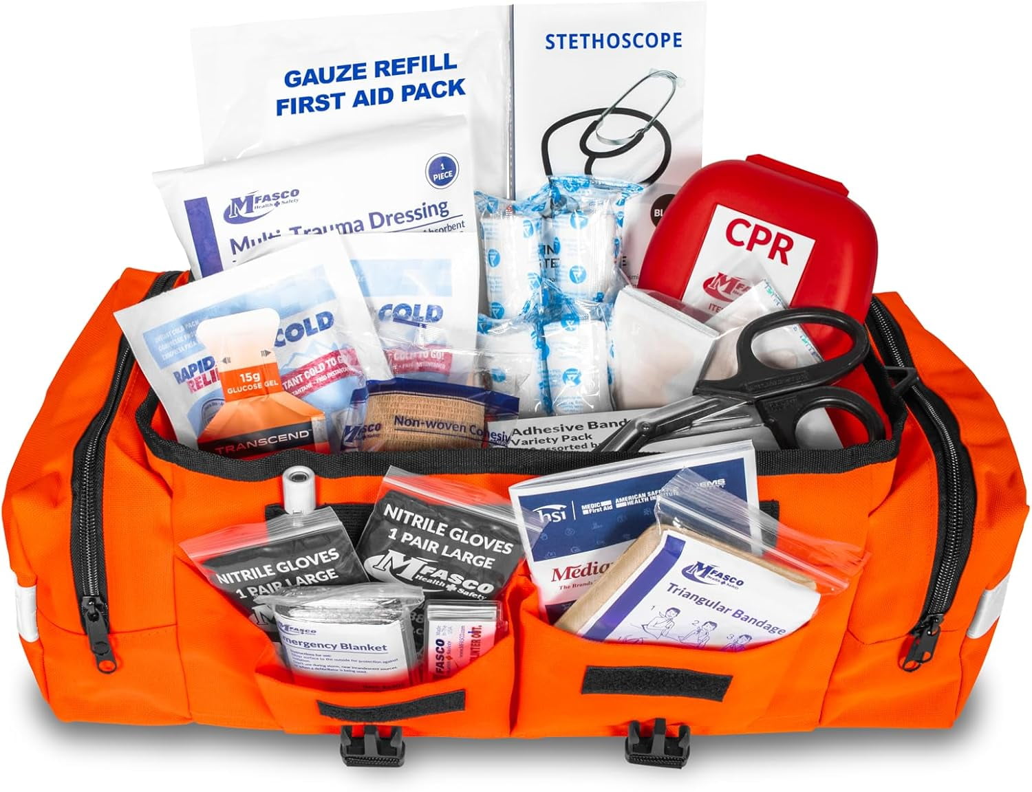 MFASCO First Aid Kit - Fully Stocked Portable Reflective Bag - First ...