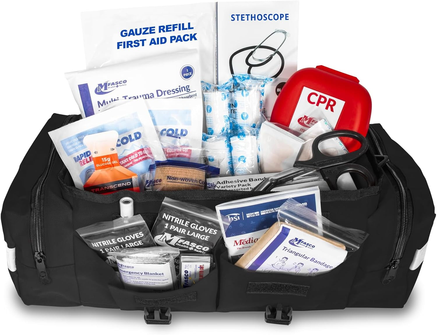 MFASCO First Aid Kit - Fully Stocked Portable Reflective Bag -First ...