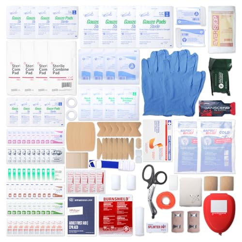 MFASCO Portable Large First Aid Kit - Fully Stocked EMT Style Bag, 250 ...