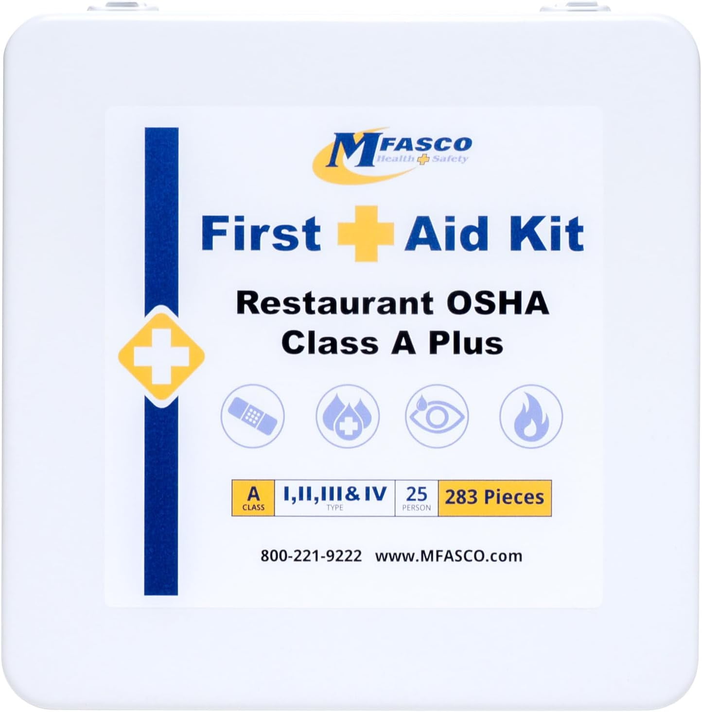 MFASCO Restaurant 2021 OSHA Compliant Class A First Aid Kit - Metal Box ...