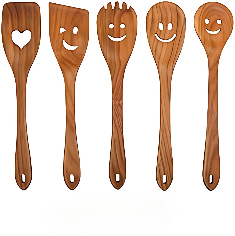 MFC 5-Piece Wooden Cooking Spoons - Kitchen Set from Natural Cherry ...