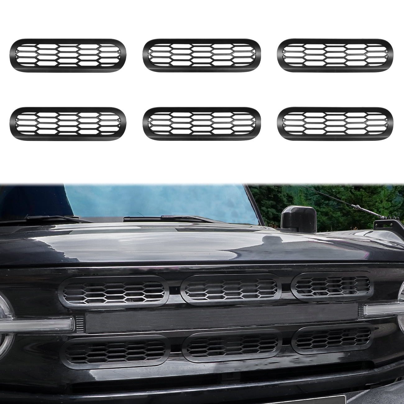 MFC Front Grille Mesh Inserts Trim Cover For Ford Bronco 2/4 Door Mesh ...