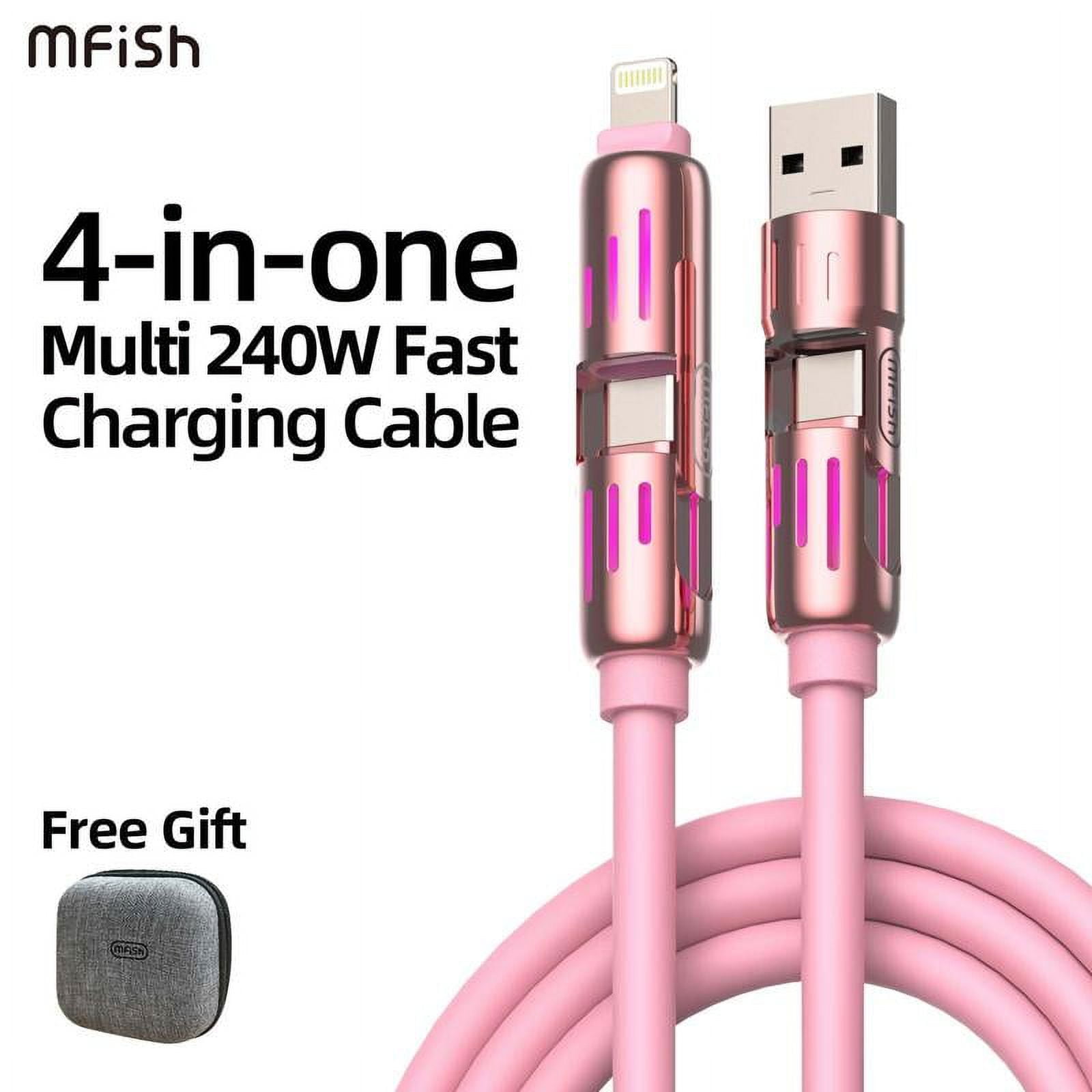 MFISH 4-in-1 Multi USB charging cable with USB A, type C, lightning-Max ...