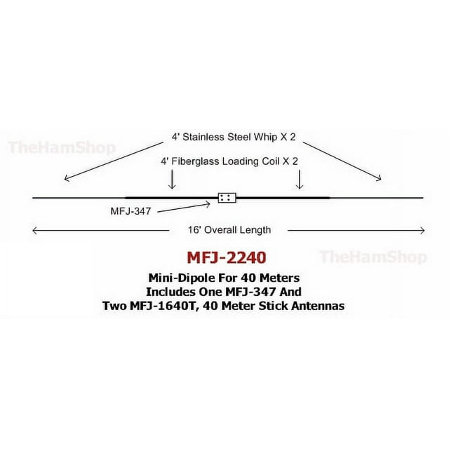 MFJ-2240 Ham Radio MINI-DIPOLE, 40M - Walmart.com