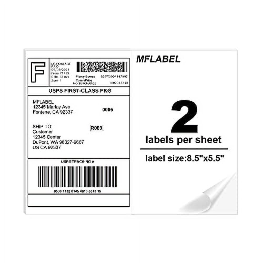 MFLABEL Half Sheet Labels with Self Adhesive, 8.5 x 11 Inches Packaging ...