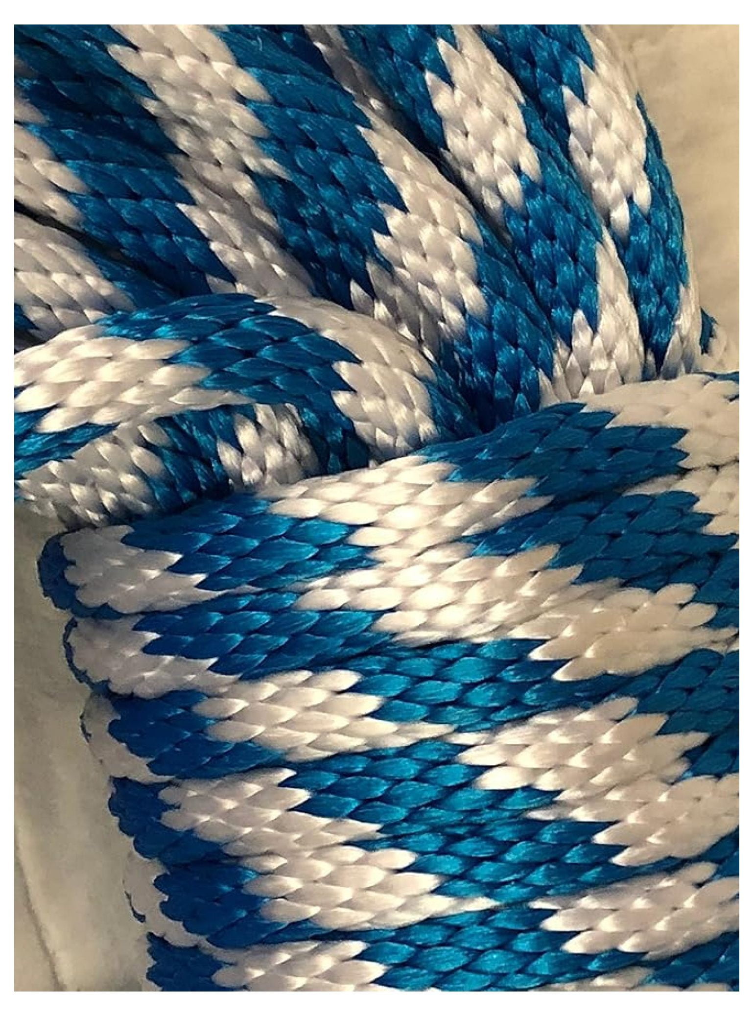 MFP Derby Rope 5/8 inch - Solid Braid White & Blue, 100 FT - Lightweight Multi-Filament Rope ...