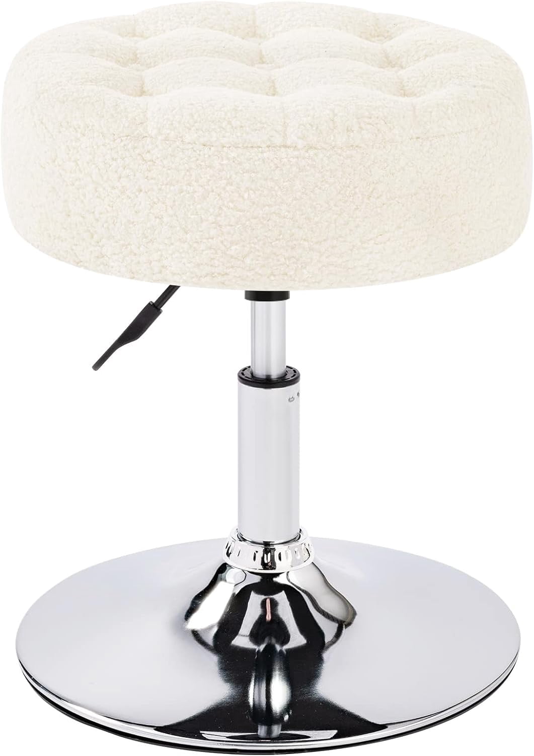 MFQ Modern Round Faux Fur Vanity Ottoman Stool, Contemporary Makeup ...