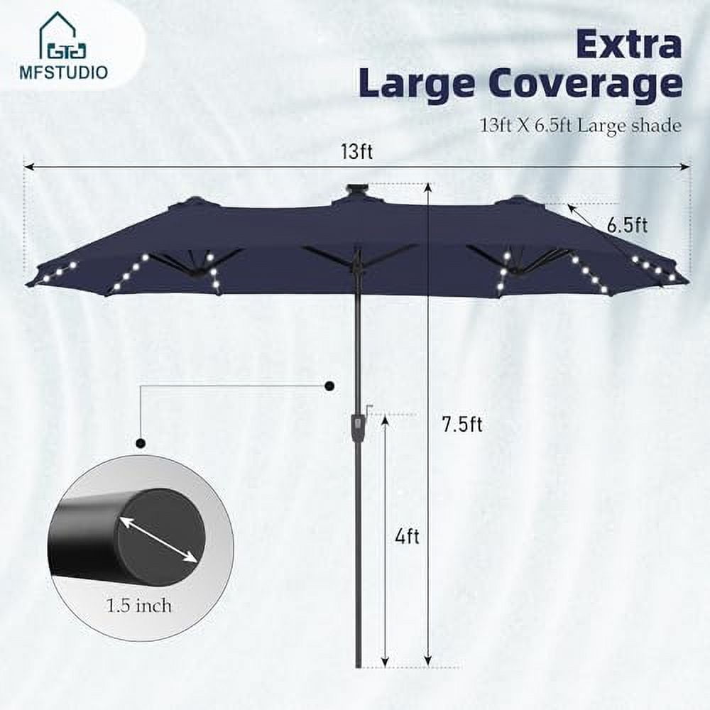 MFSTUDIO 13FT Double-Sided Patio Umbrella with Solar Lights, Outdoor ...
