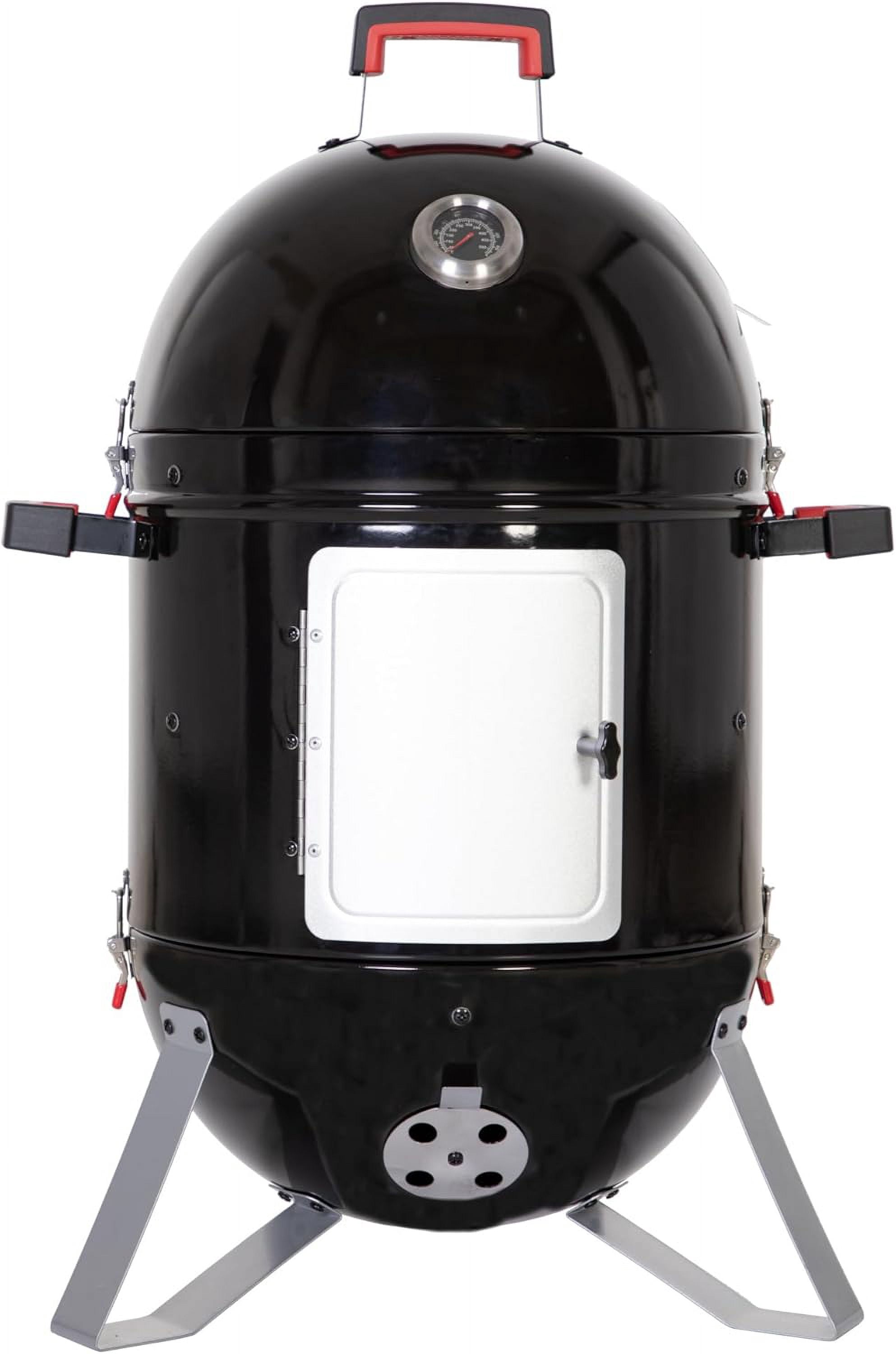 MFSTUDIO 18" Vertical Smoker and BBQ Grill, Pure Porcelain-Enameled ...