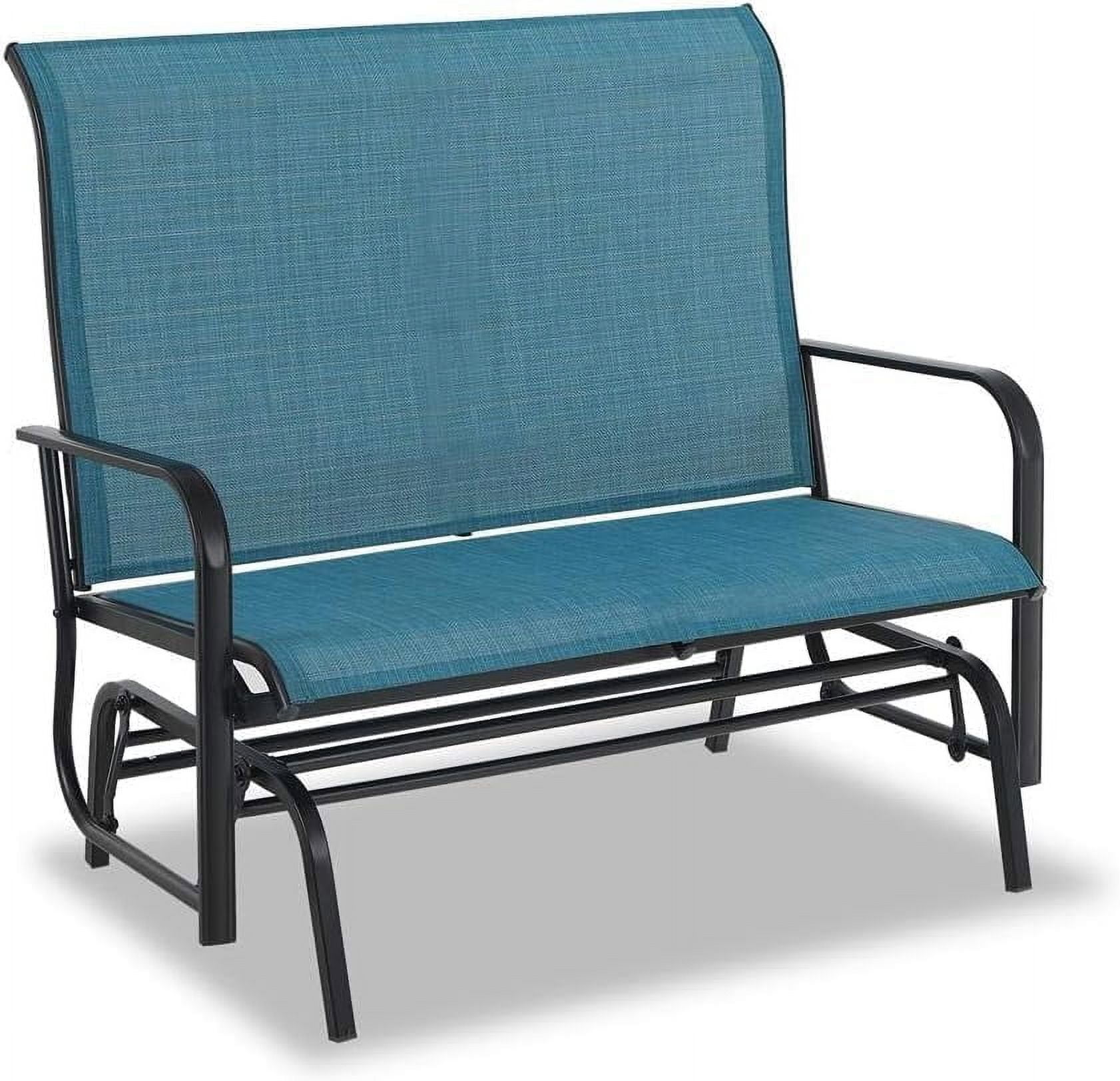 MFSTUDIO 2 Seats Outdoor Patio Swing Glider Steel Bench with 42" High ...