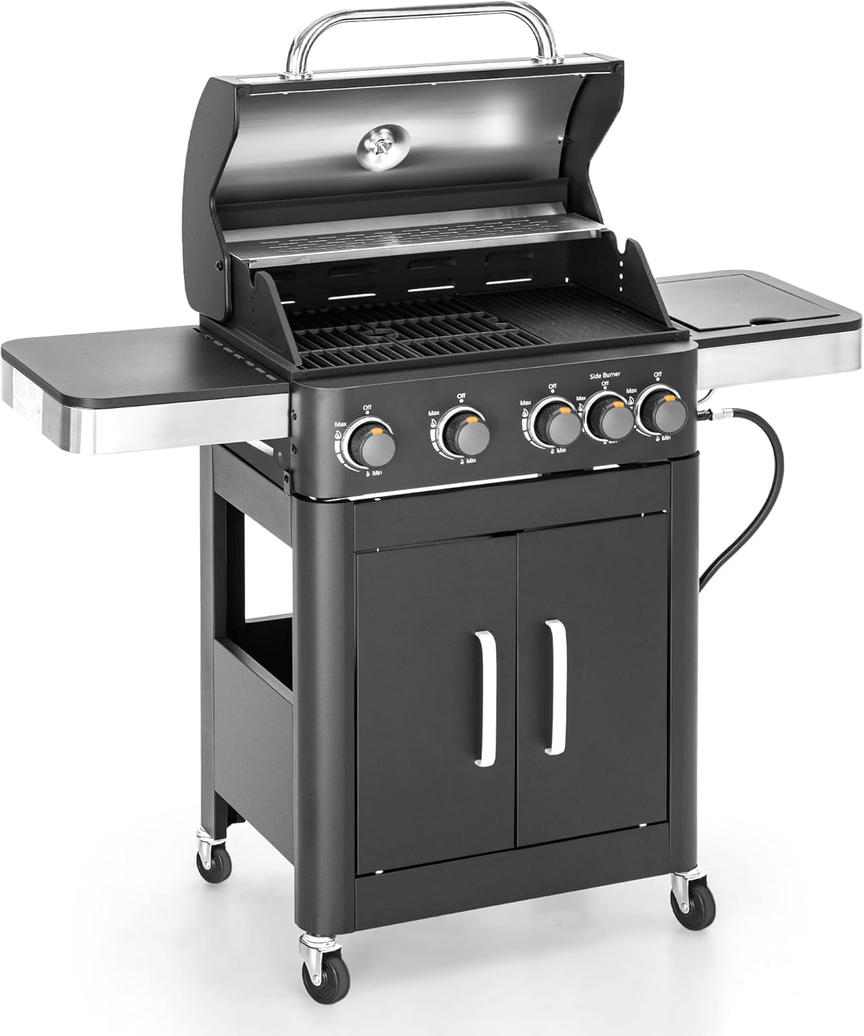 MFSTUDIO 5 Burners Propane Gas BBQ Grill with Side Burner and Porcelain ...