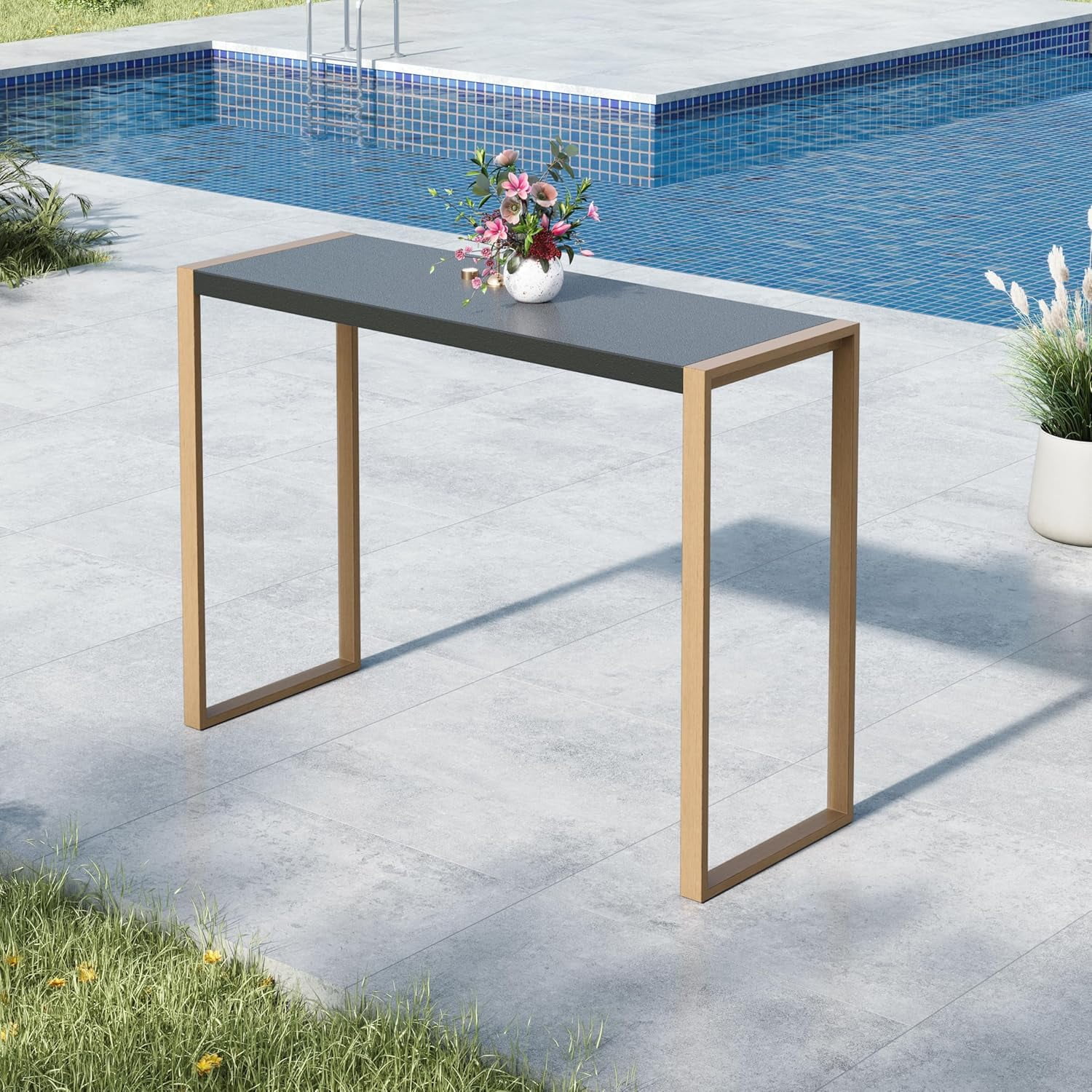 MFSTUDIO Outdoor Patio Bar Table, Bar Height Outdoor Table, 40" H High ...