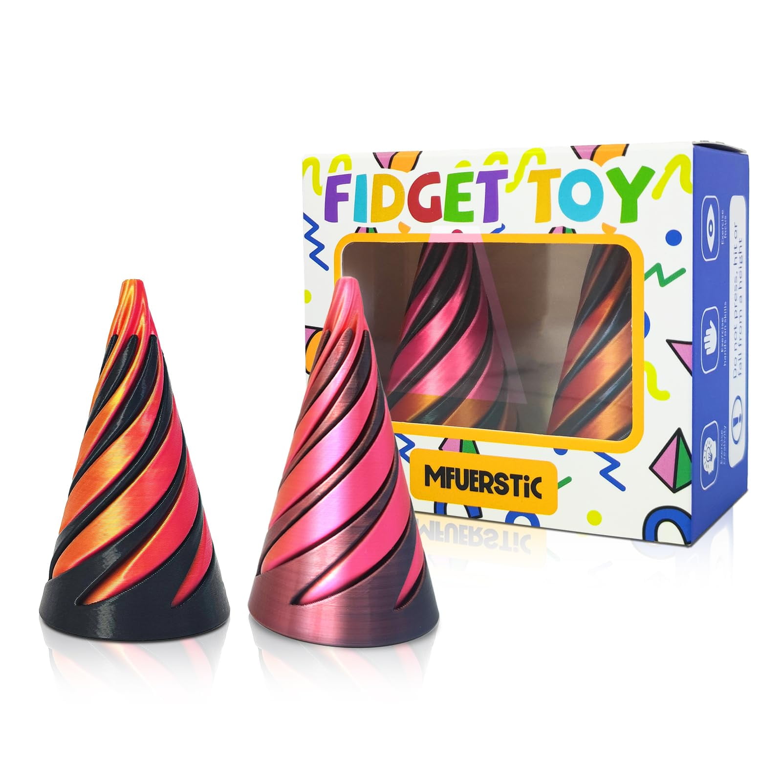 MFUERSTIC (2-Pcs) Impossible Pyramid Passthrough Fidget Toys,3D Printed ...