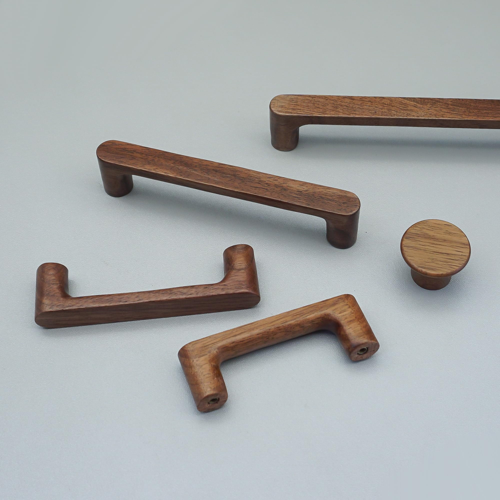 MFYS 6 Pack Walnut Wood Drawer Pulls Handes Rustic Cabinet Pulls ...
