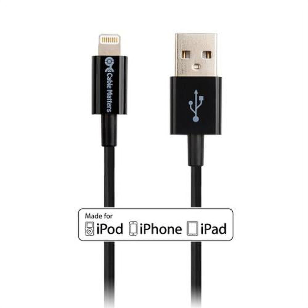 [MFi Certified] Cable Matters Lightning Cable in Black 6.6 Feet/2 ...