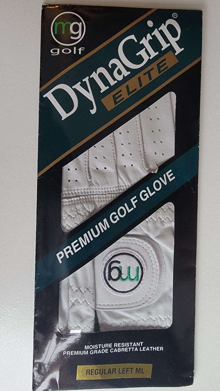 MG DynaGrip White Leather Golf Glove All Cabretta Men's Left Handed ...
