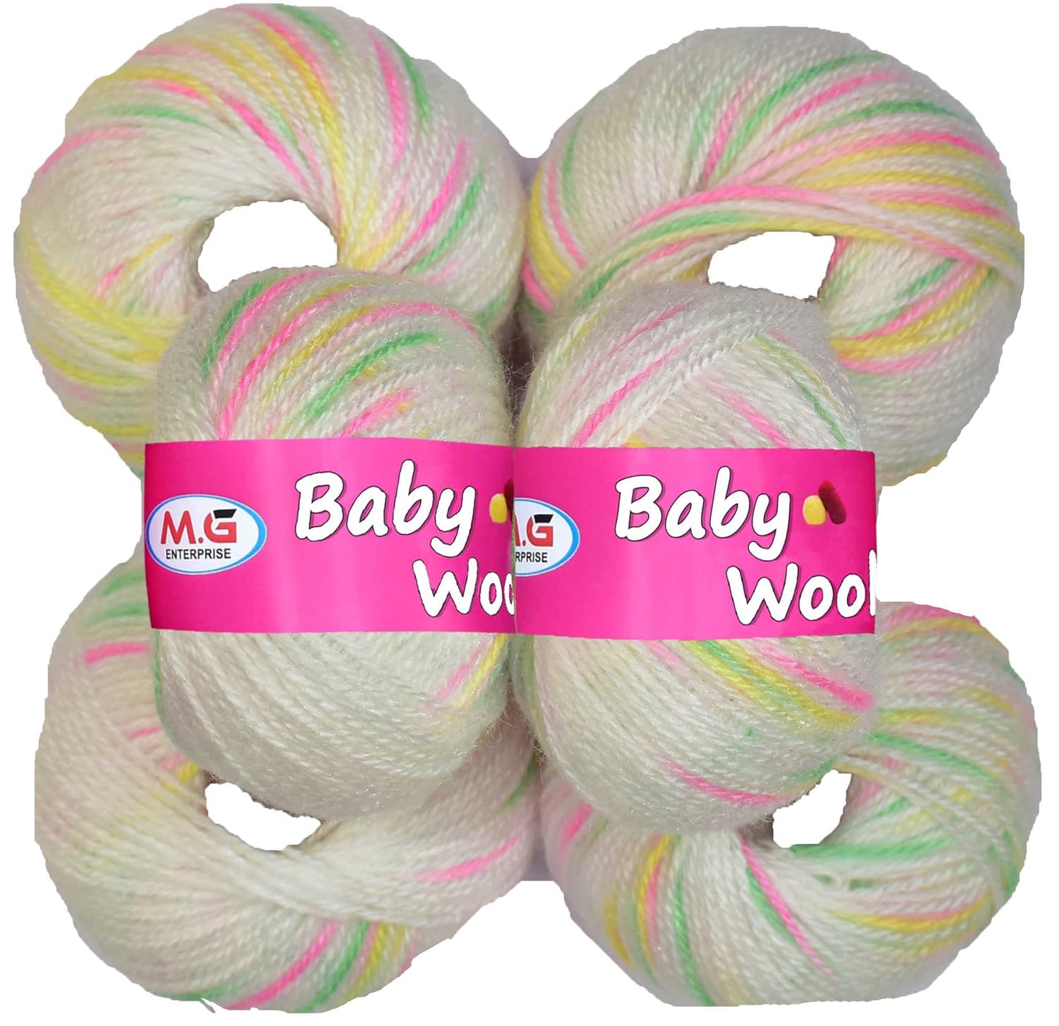 MG ENTERPRISE 100 Acrylic Wool Multi Cream Pack of 6 Baby Wool Wool ...