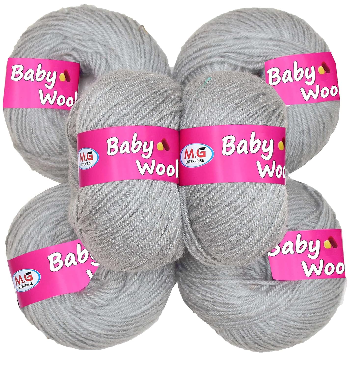 MG ENTERPRISE 100 Acrylic Wool Steel Grey Pack of 8 Baby Soft Wool Ball ...