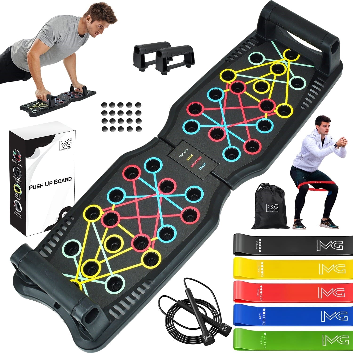 MG Push Up Board for Men & Women, Multi-Function Foldable Press Board ...