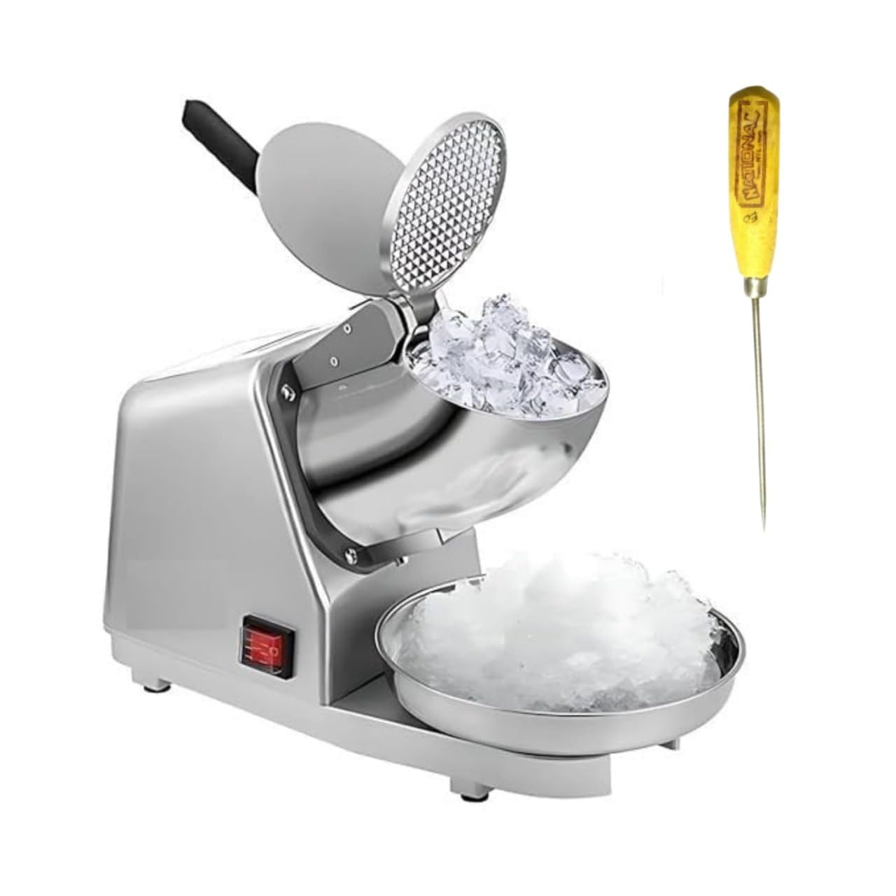 MG SALESS Portable Home Electric Ice Shaver Automatic Steel Crushed Ice Maker for Ice Breaking ...