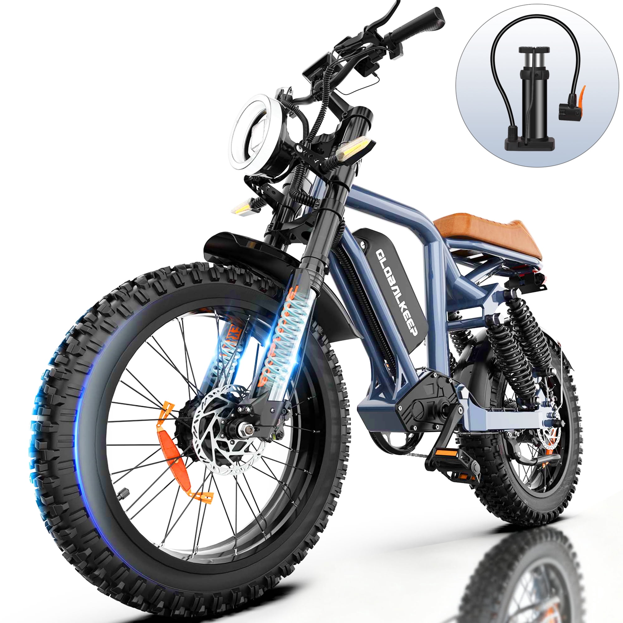 MG-T 20" Fat Tire Electric Bike for Adults, Dual 1500W Peak E-Mountain ...