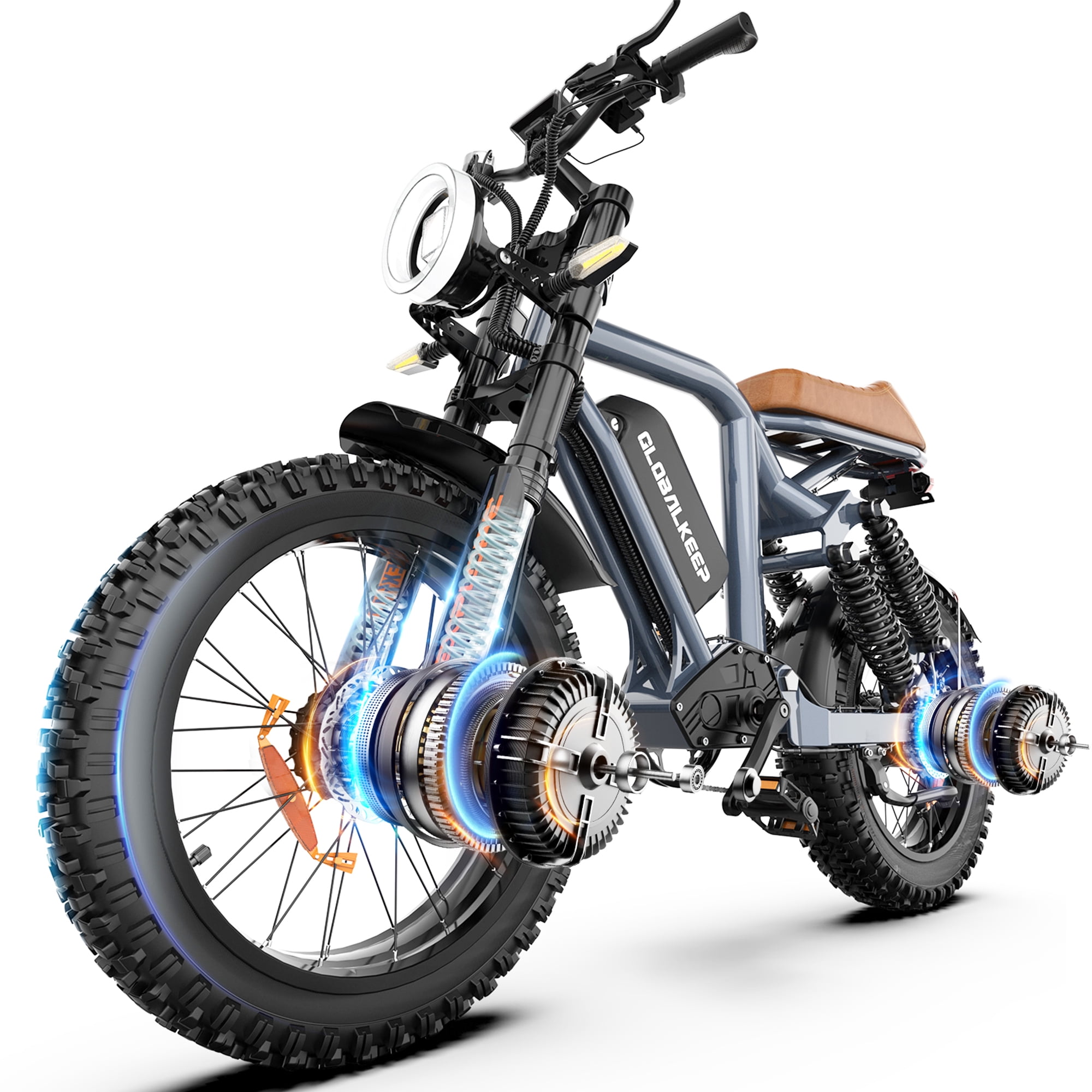 MG-T 20" Fat Tire Electric Bike for Adults, Dual 1500W Peak E-Mountain ...