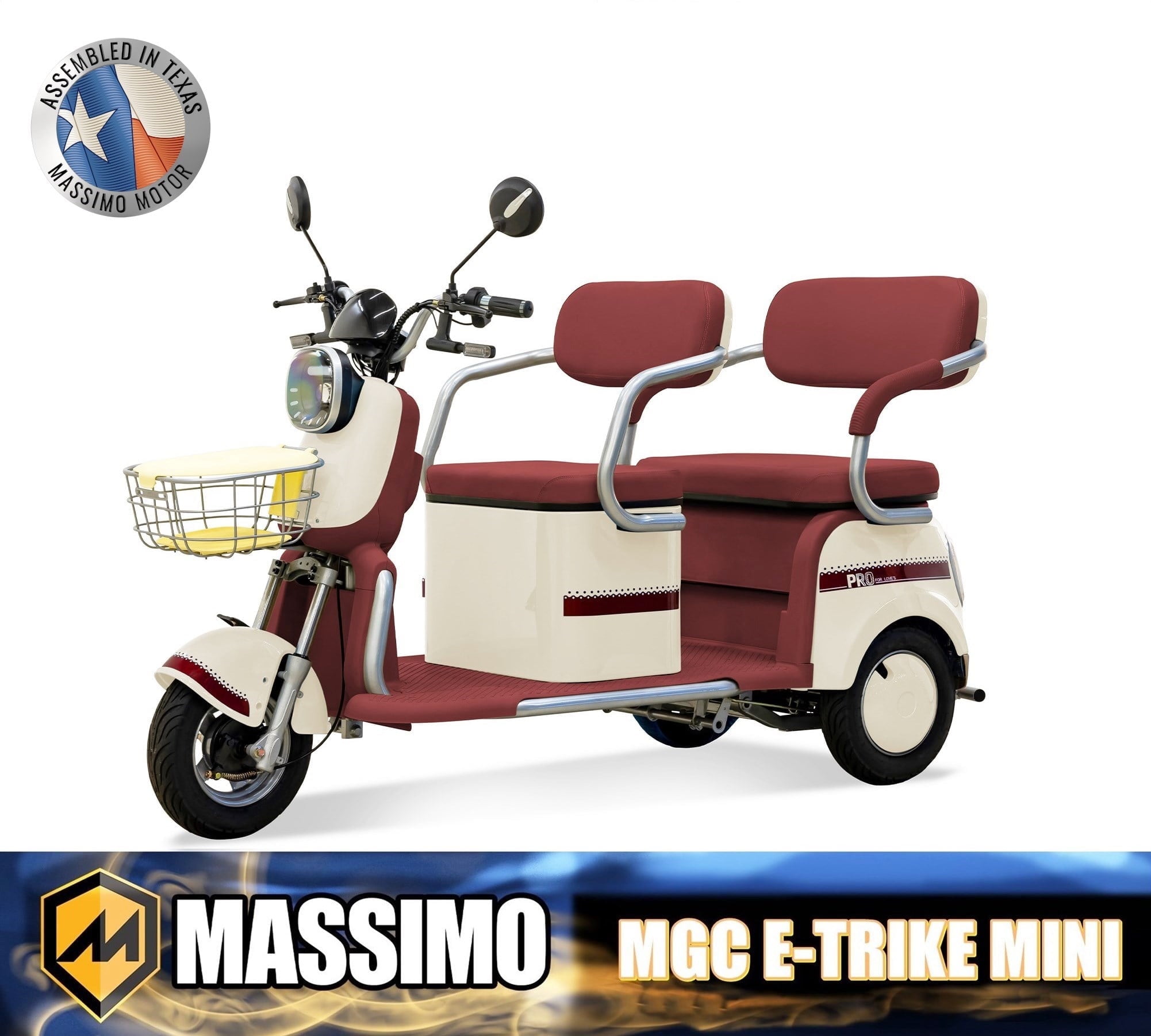 Massimo MGC E-Trike Mini Adult Electric Cart with 2 Seats – 3-Wheel ...