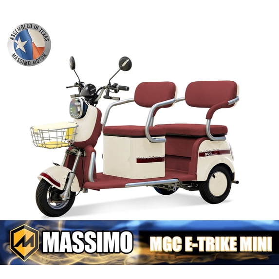 Massimo MGC E-Trike Mini Adult Electric Cart with 2 Seats – 3-Wheel ...