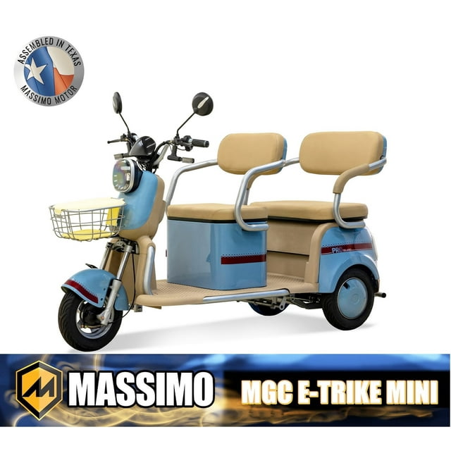 MGC E-Trike Mini Electric with 2 Seats - Blue - Walmart.com