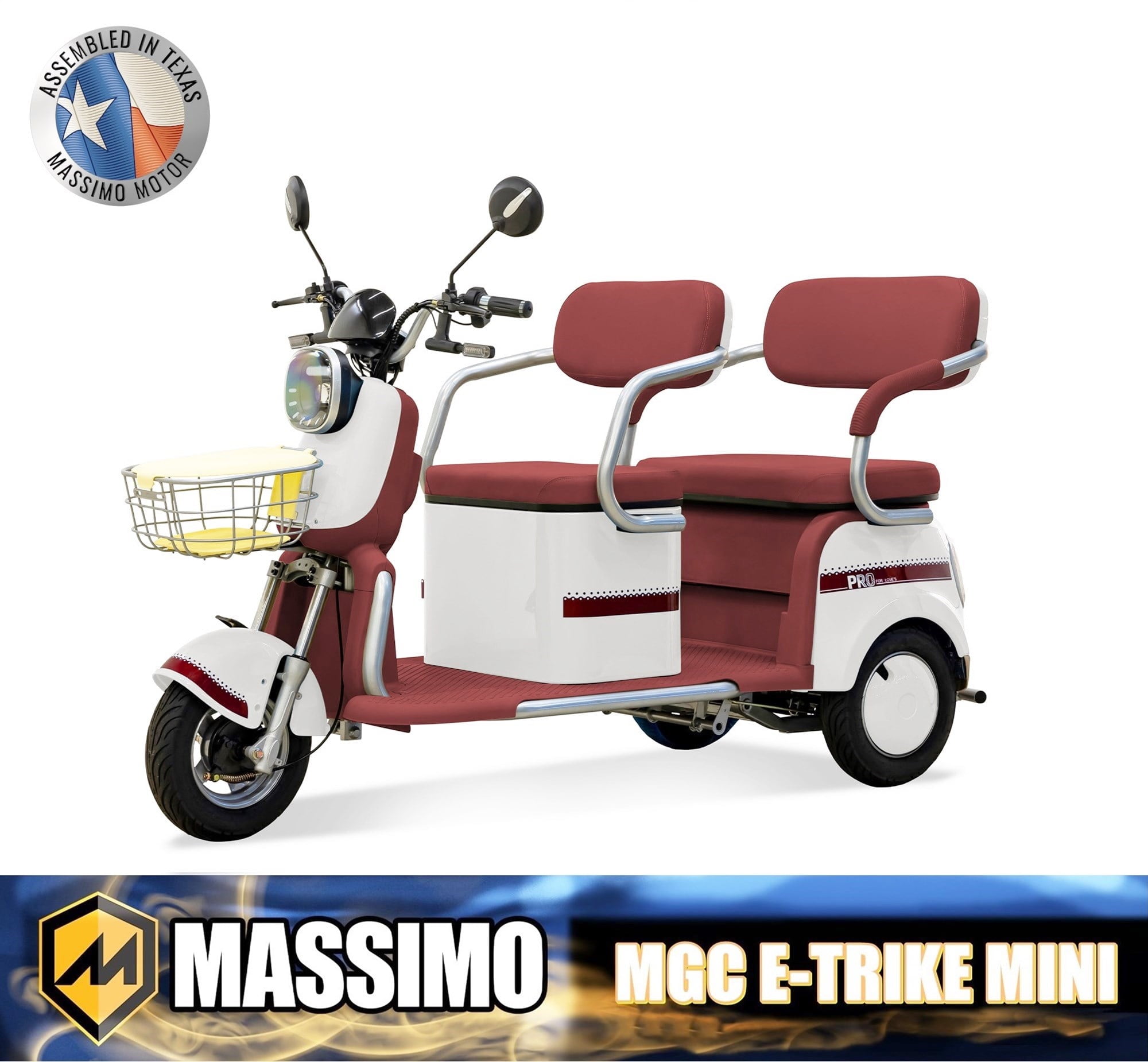 MGC E-Trike Mini Electric with 2 Seats - White - Walmart.com