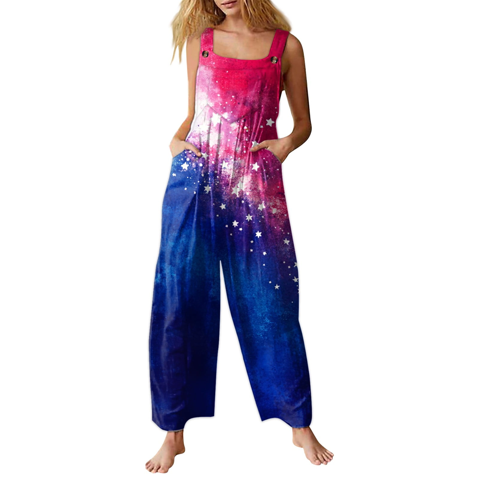 MGCWSH Fourth Of July Jumpsuits for Women,Usa Flag Jumpsuits Cotton ...