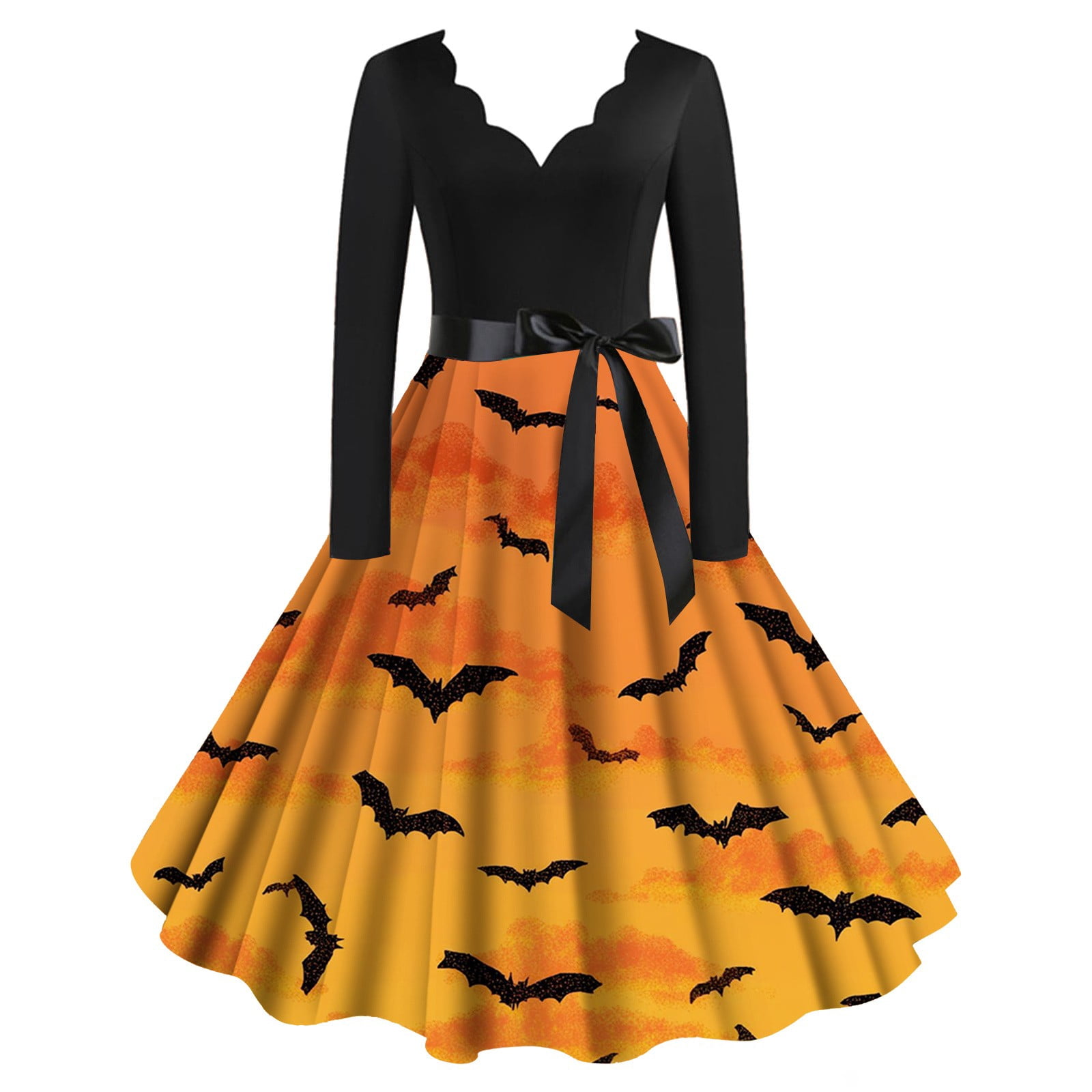 MGCWSH Holiday Dresses for Women Halloween Horror Print V Neck Long ...