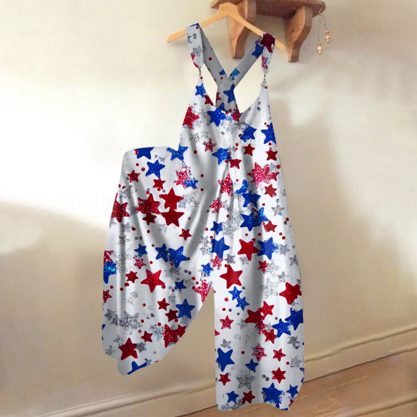 MGCWSH Independence Day Overalls for Women,Red,White,and Blue Overalls ...