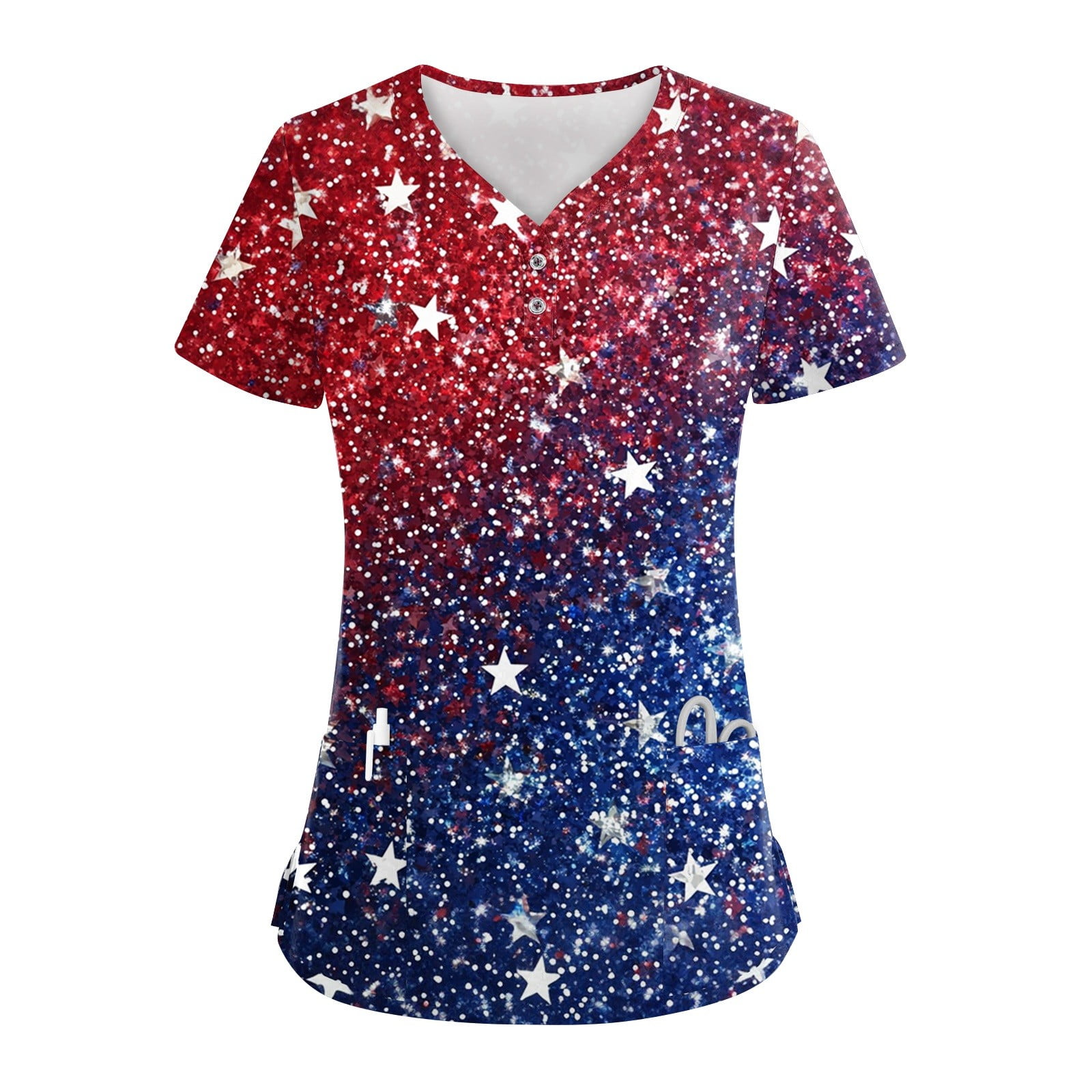 MGCWSH Independence Day Scrubs Top for Women American Flag Button Down ...